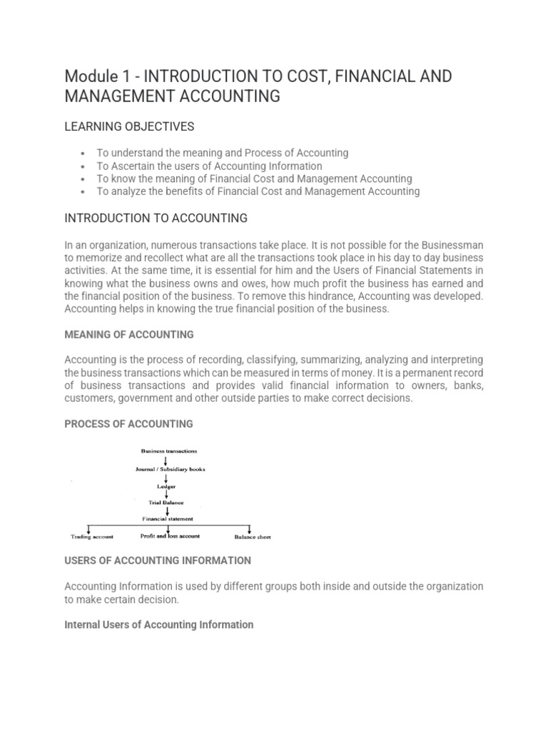 Introduction to Cost and Financial Accounting | PDF | Financial ...