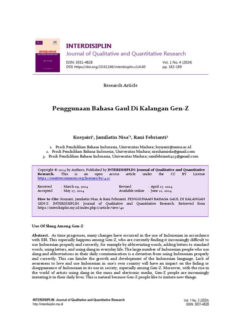 Use of Slang Among Gen Z | PDF