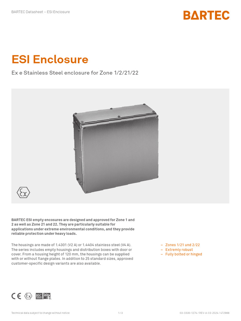 ESS Ds 472988 ESI Enclosure EN GI | PDF | Materials | Mechanical ...