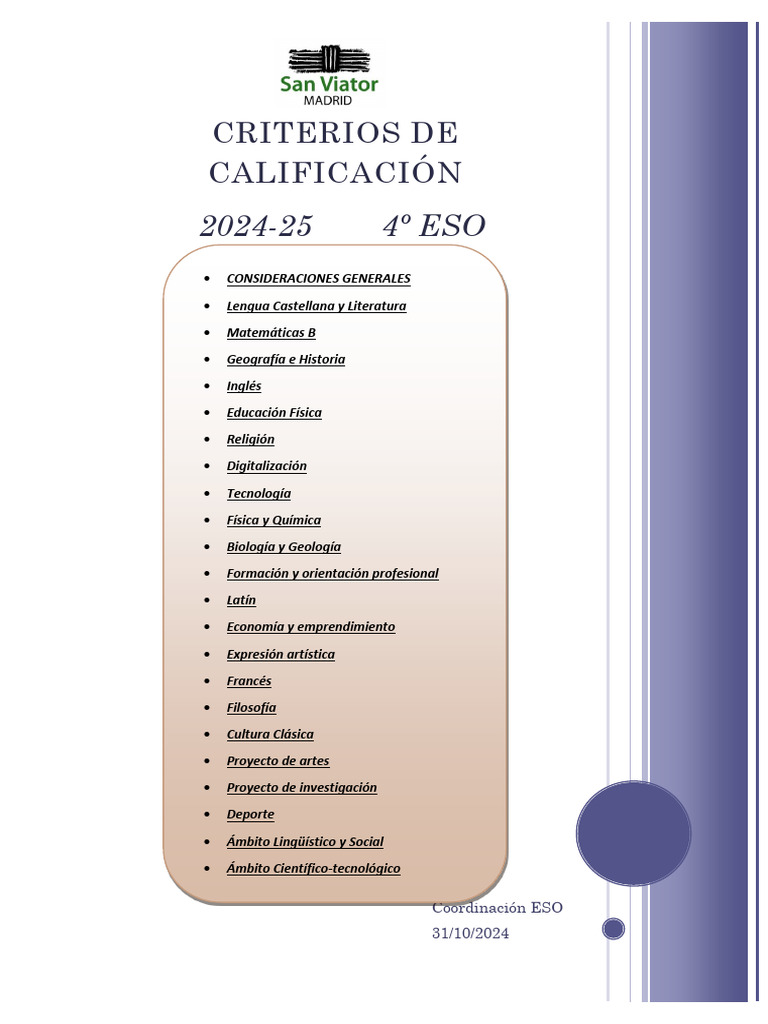 Criterios de Calificación 4º ESO | PDF | Maestros