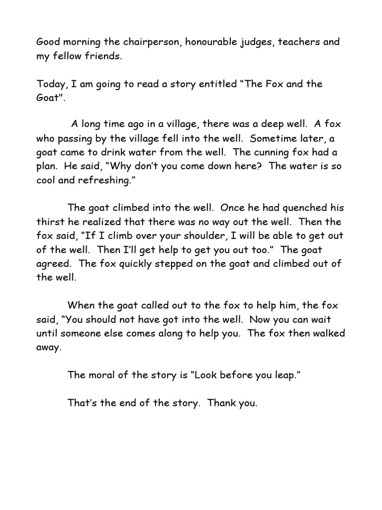 The Fox and The Goat | PDF