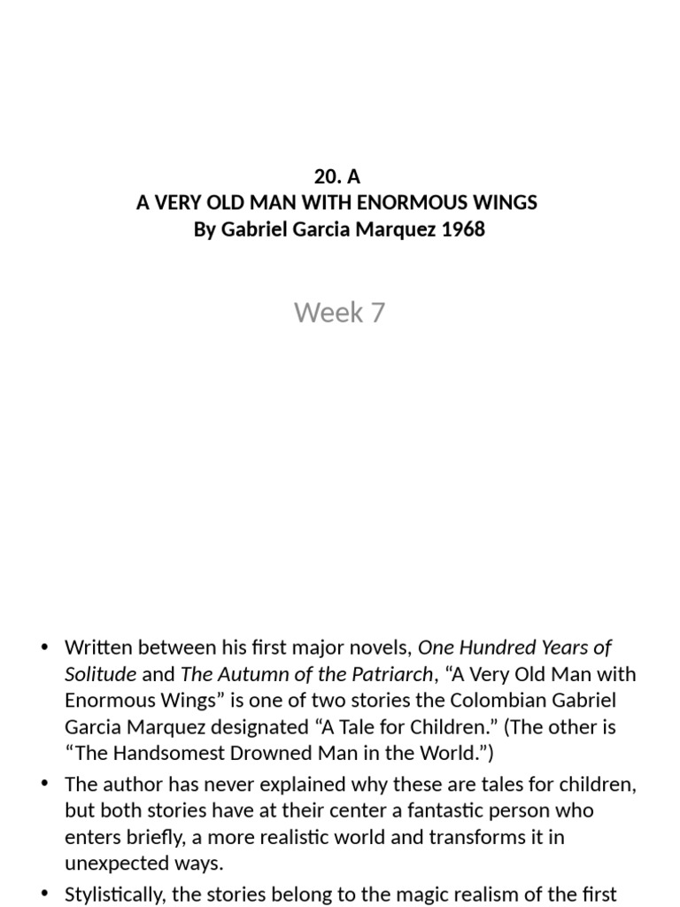 Marquez's A Very Old Man With Enormous Wings | PDF | Gabriel García Márquez