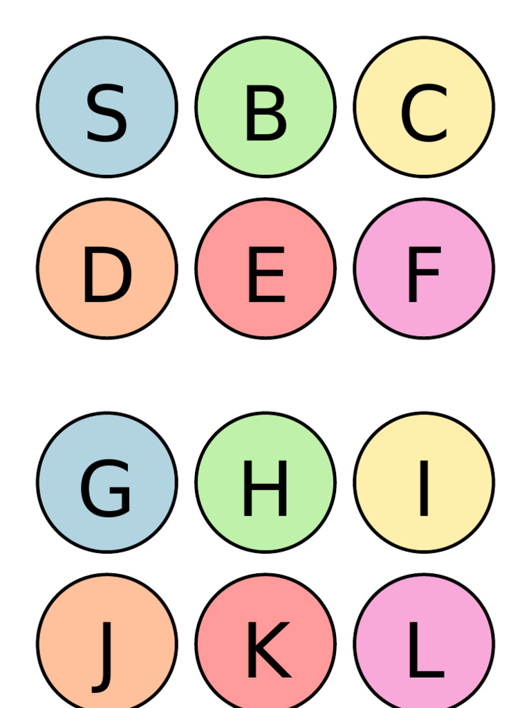 Alphabet Letters A-Z Circle Flashcards in Colorful Bold Style ...