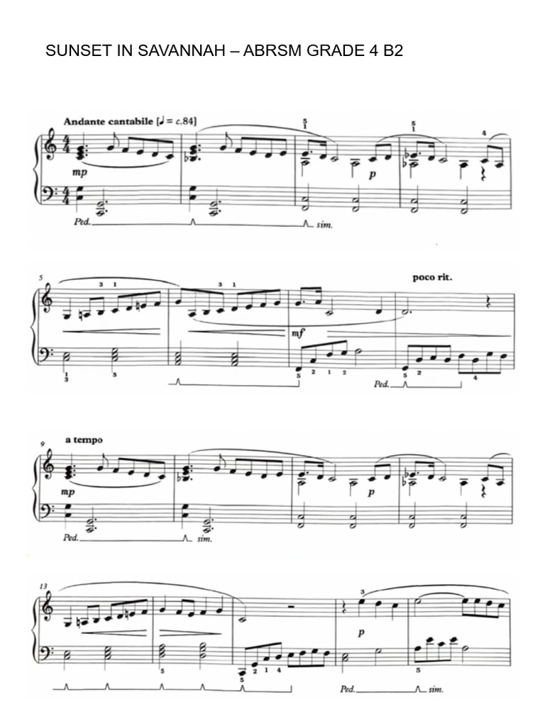 Sunset in Savannah ABRSM 4 B2 | PDF