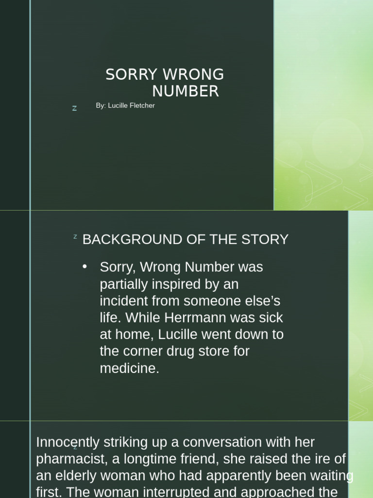 Sorry Wrong Number | PDF