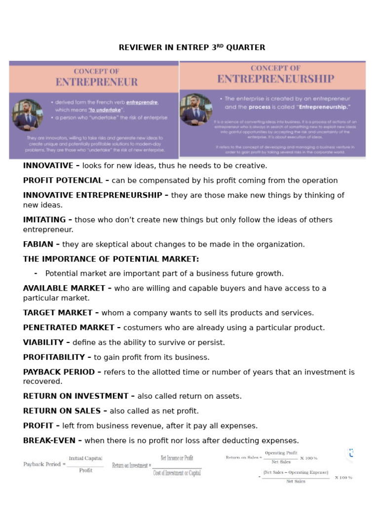 REVIEWER IN ENTREP 3RD QUARTER | PDF