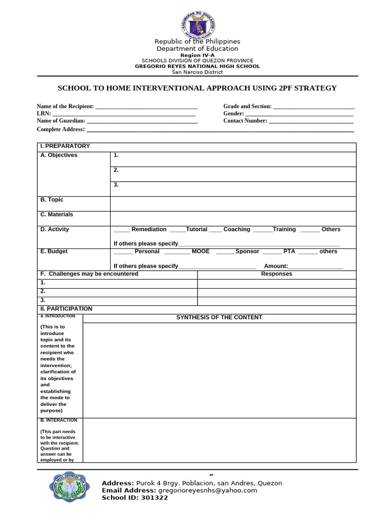 2pf Instructional Form | PDF | Behavior Modification | Human Communication
