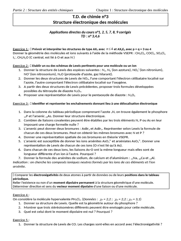 Structure électronique des molécules chimiques | PDF | Liaison chimique ...