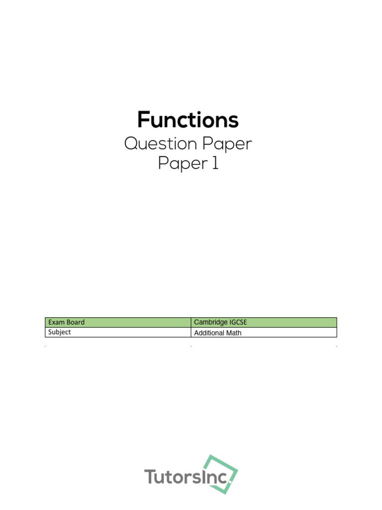 QP Cambridge O Admath-P1 Functions | PDF