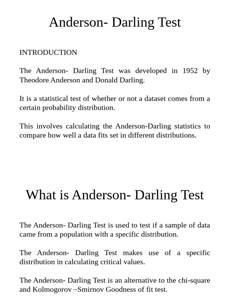 Anderson-Darling Test | PDF