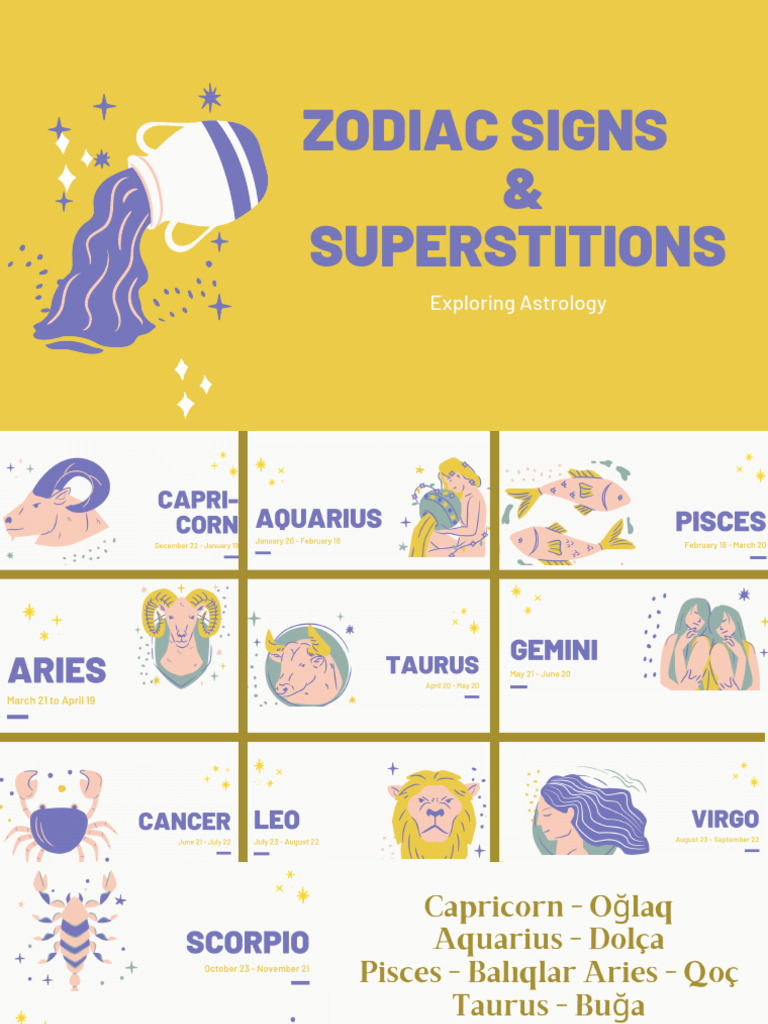 Yellow and Purple Animated Zodiac Sign Presentation PDF | PDF