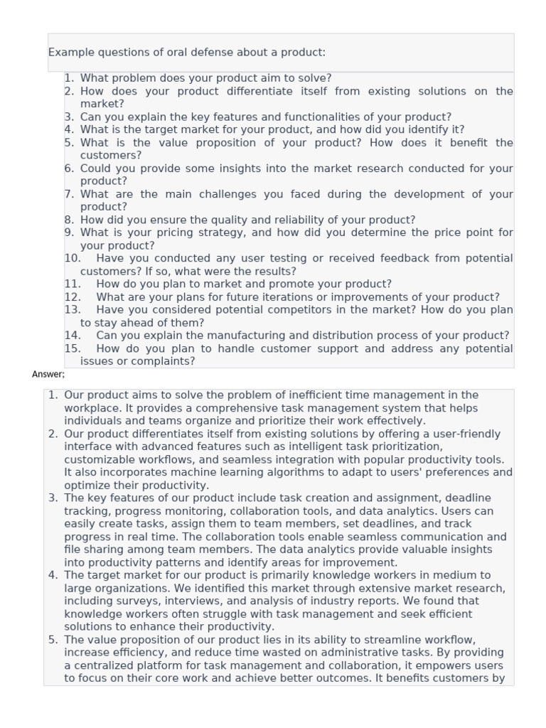 Oral Defense Questions for Product Launch | PDF | Usability | Analytics