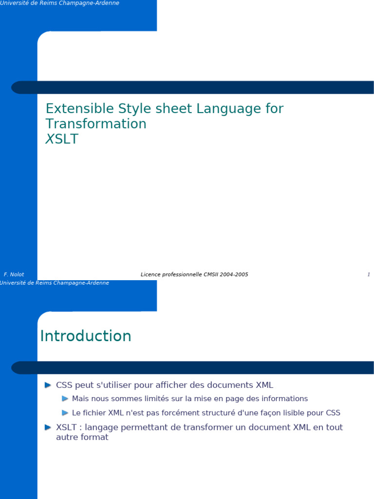 Introduction à XSLT et XPath | PDF | XML | Extensible Stylesheet ...