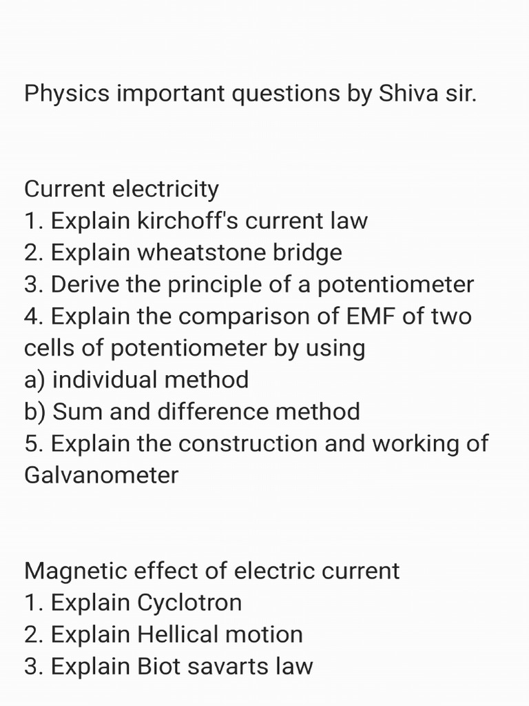 Physics Imp Questions 2 | PDF