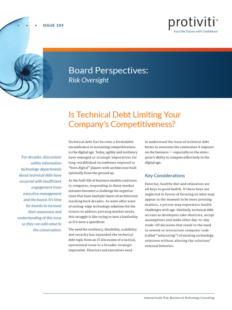 Risk Oversight Technical Debt | PDF | Risk | Governance
