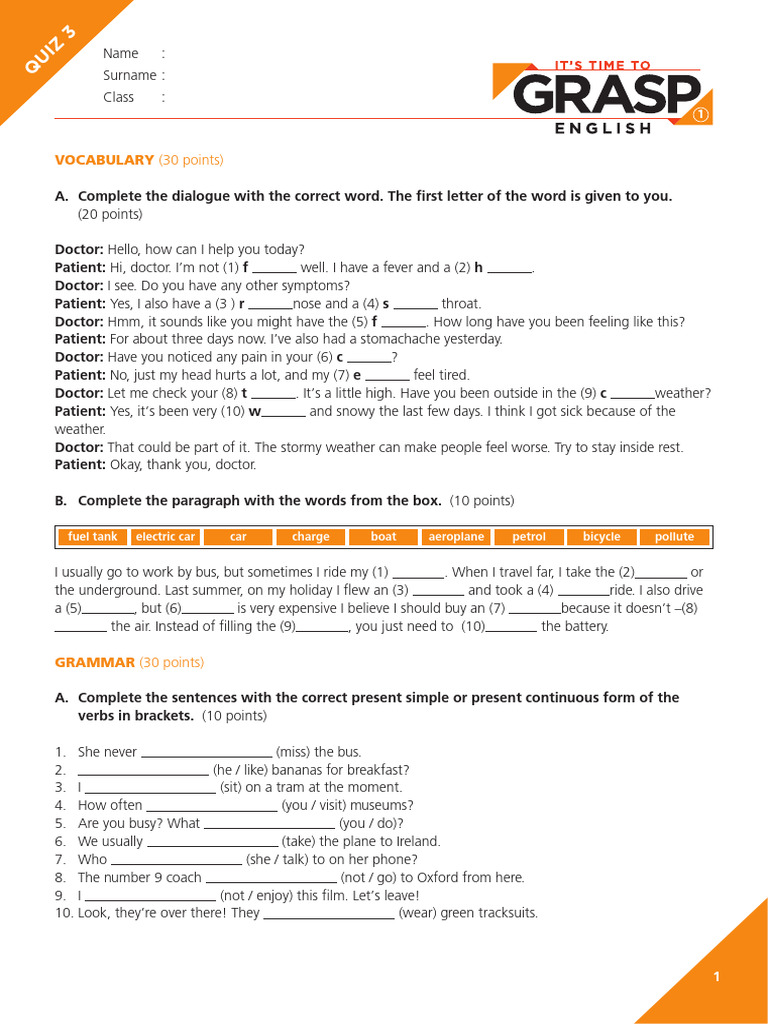 Grasp 1 Quiz 3 | PDF | Linguistics