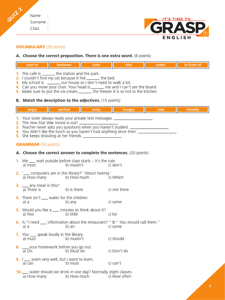 Grasp 1 Quiz 2 | PDF