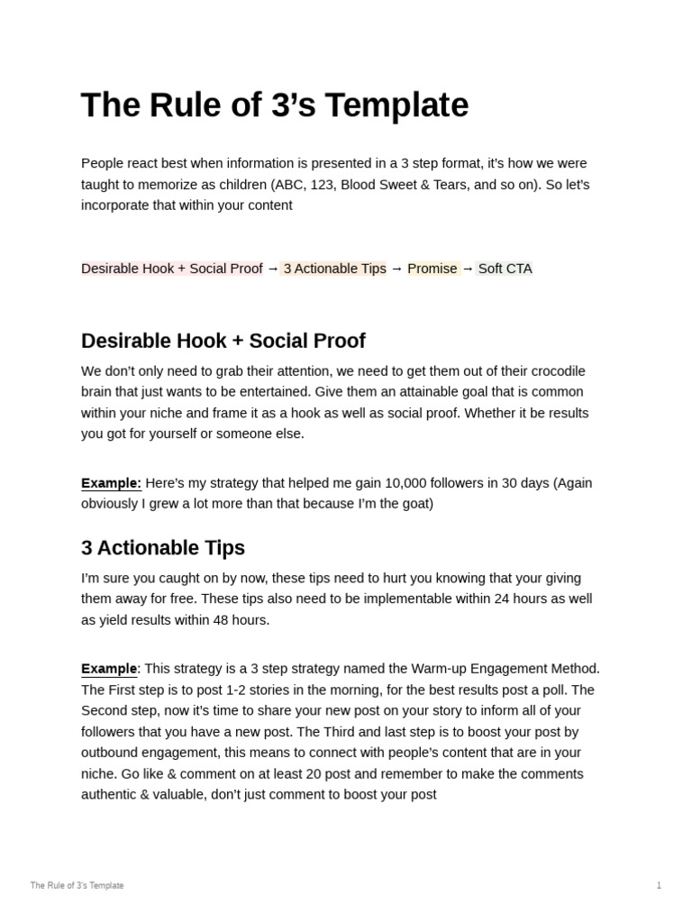 The Rule of 3's Template | PDF