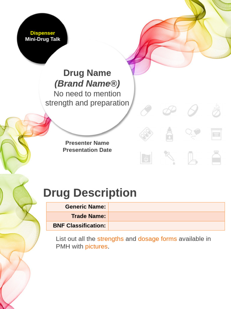 Mini-Drug Talk Template | PDF | Dose (Biochemistry) | Chemistry