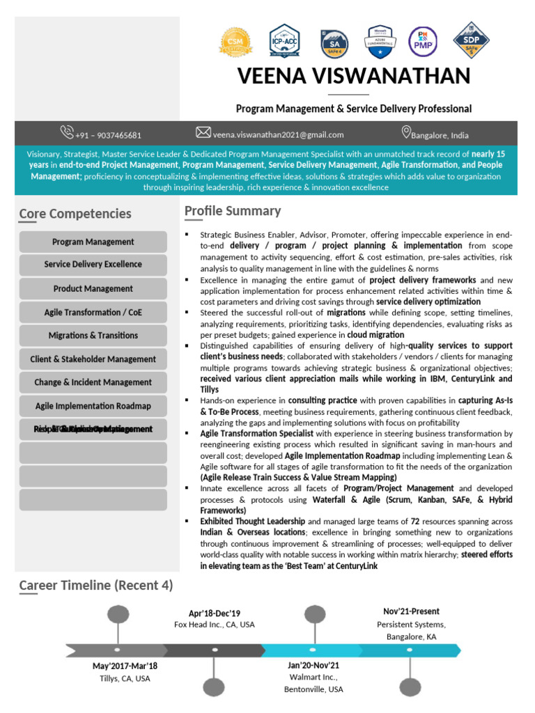 Veena Resume Pdf Scrum Software Development Agile Software