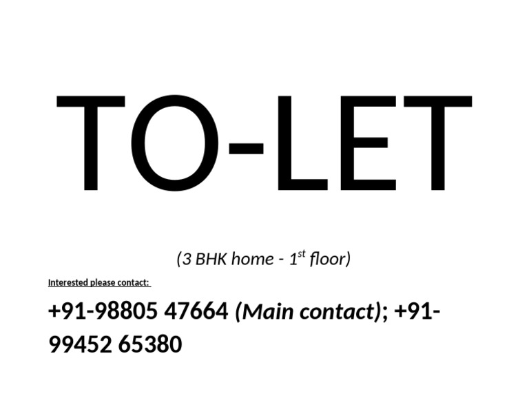 3 BHK Home for Rent - 1st Floor | PDF