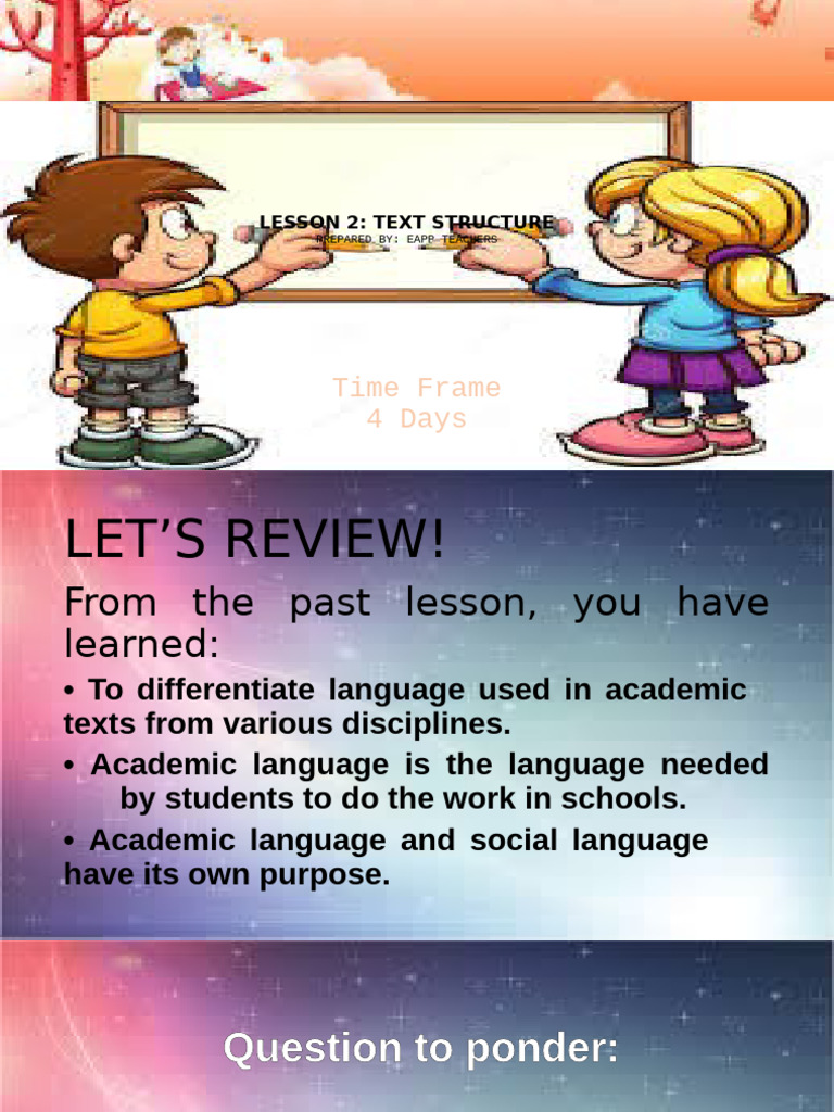 LESSON 2 TEXT STRUCTURE | PDF | Reading Comprehension | Cognition