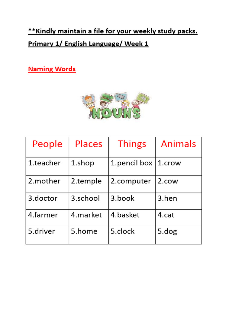 P1 - English Language- Week 1.docx | PDF