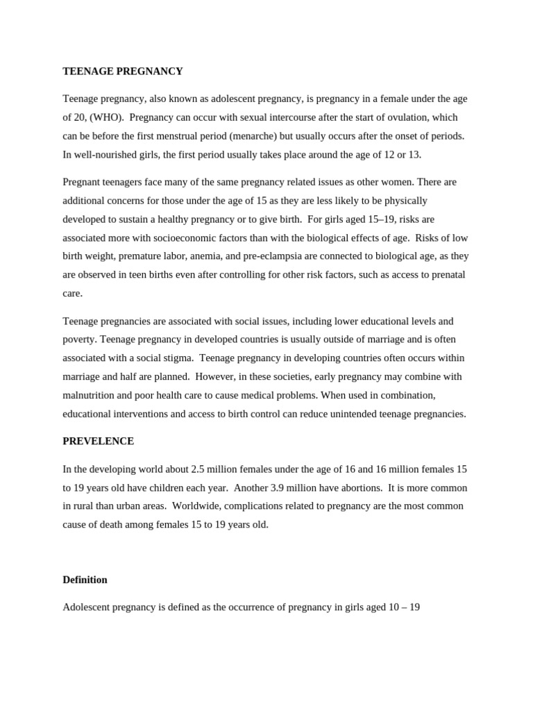Teenage Pregnance Note | PDF | Teenage Pregnancy | Adolescence