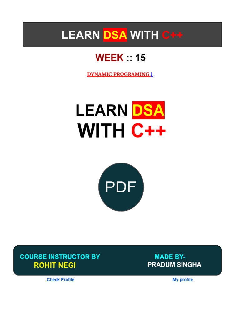 Week - 15-Learn Dsa With C++ | PDF | Dynamic Programming | Algorithms