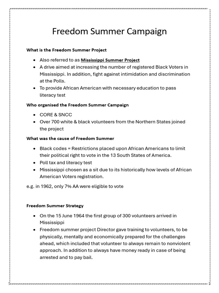 Freedom Summer Campaign | PDF