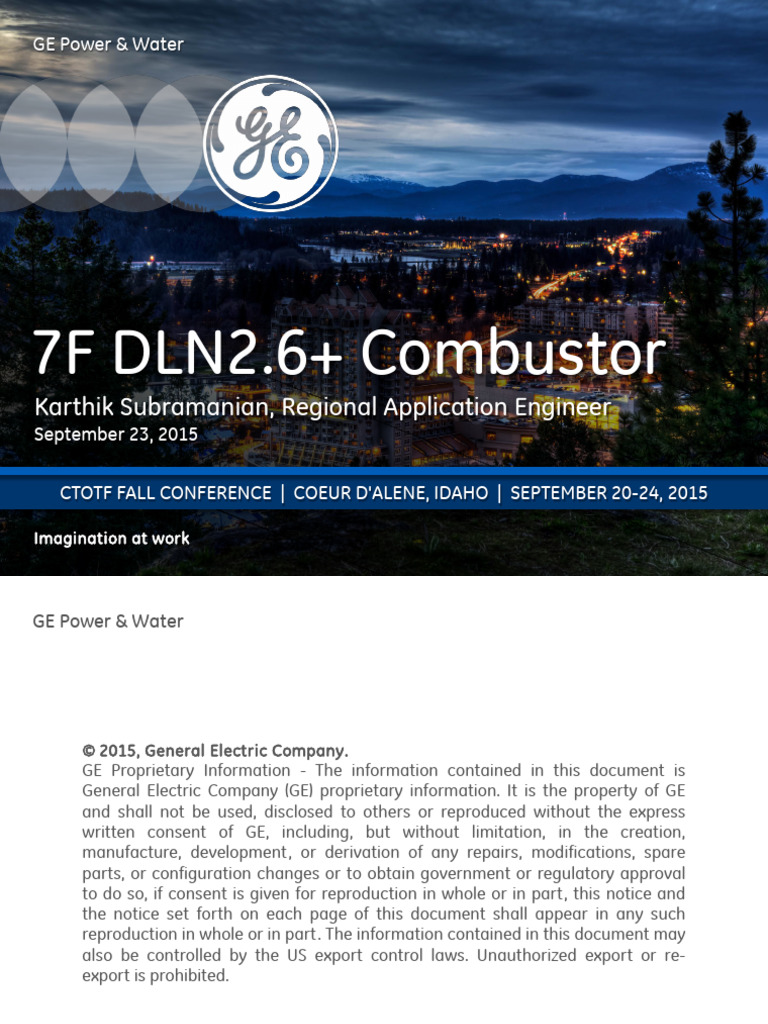 CTOTF Fall2015 7F DLN Combustor Subramanian | PDF | General Electric | Propulsion