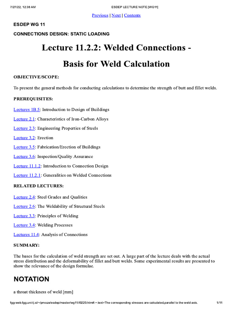 Esdep Lecture Note (Wg11) Butt Weld | PDF