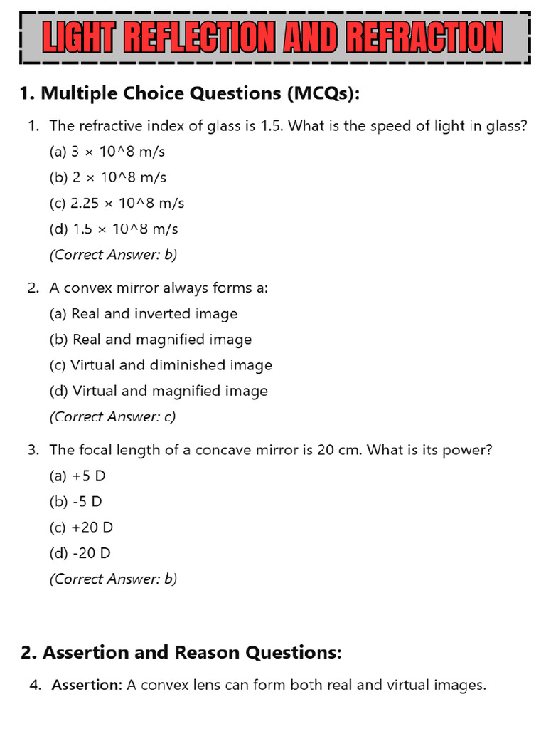 Class 10 Physics Imp Questions | PDF