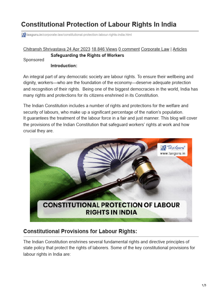 Constitutional Protection of Workers Rights | PDF | Labor Rights ...