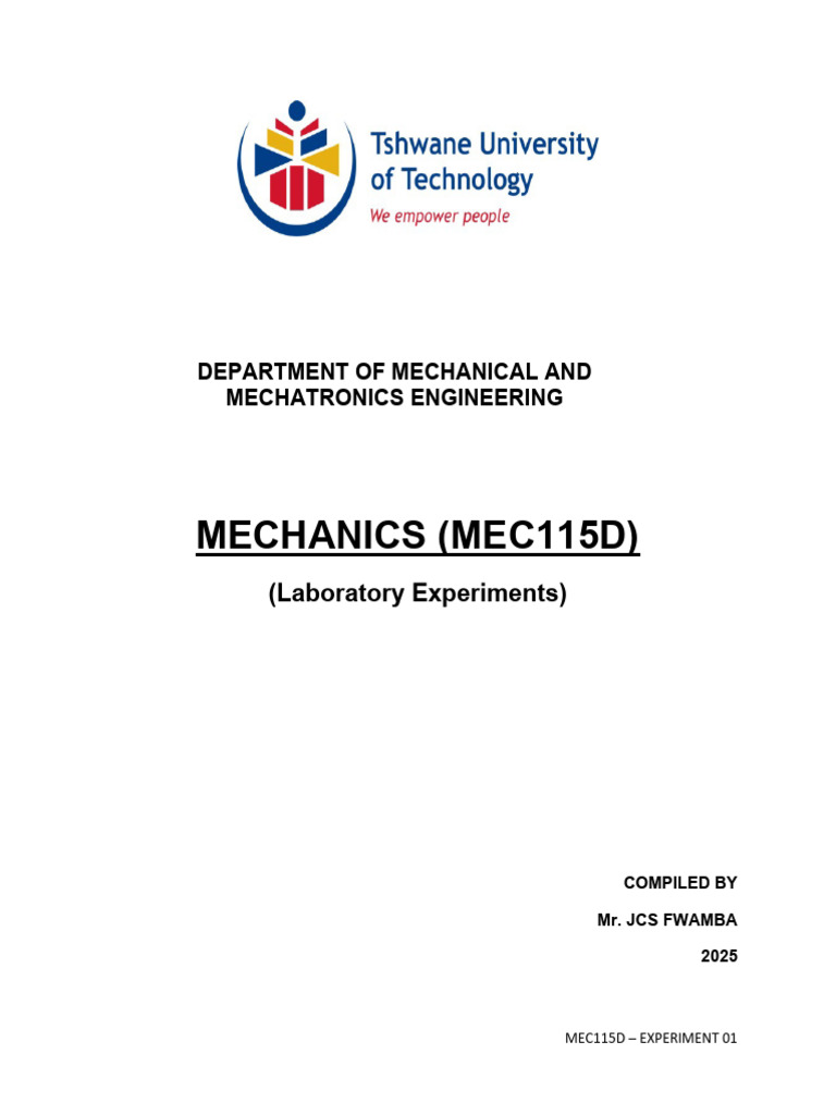 MEC115D - Experiment 1 - Force Table (Vectors Addition) | PDF | Force | Experiment