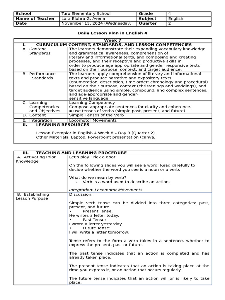 DLP ENGLISH 4 QUARTER 2 WEEK 7 Wednesday | PDF | English Language ...