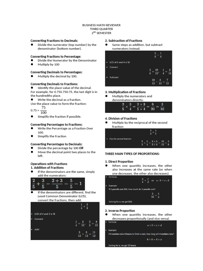 Business Math Reviewer | PDF | Numbers | Arithmetic