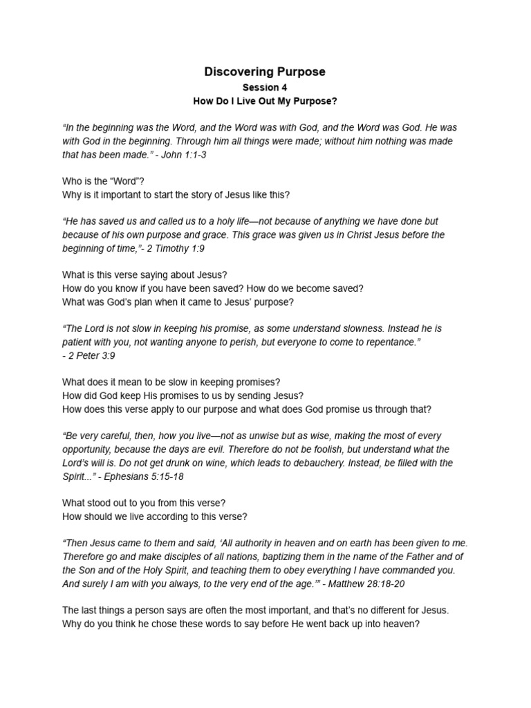 Discovering Purpose Session 4 | PDF
