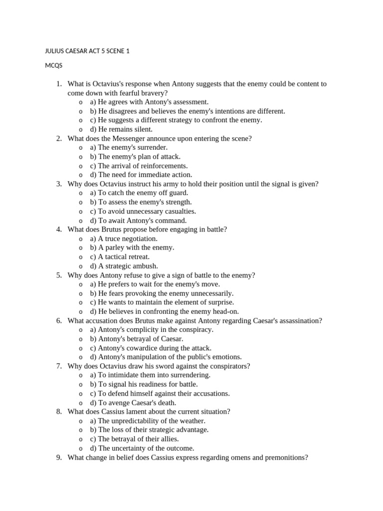 JULIUS CAESAR ACT 5 SCENE 1 | PDF | Mark Antony | Julius Caesar