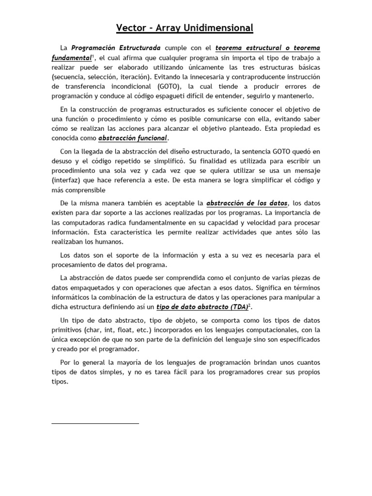 Introducción a Arrays Unidimensionales | PDF | Tipo de datos | Lenguaje de programación