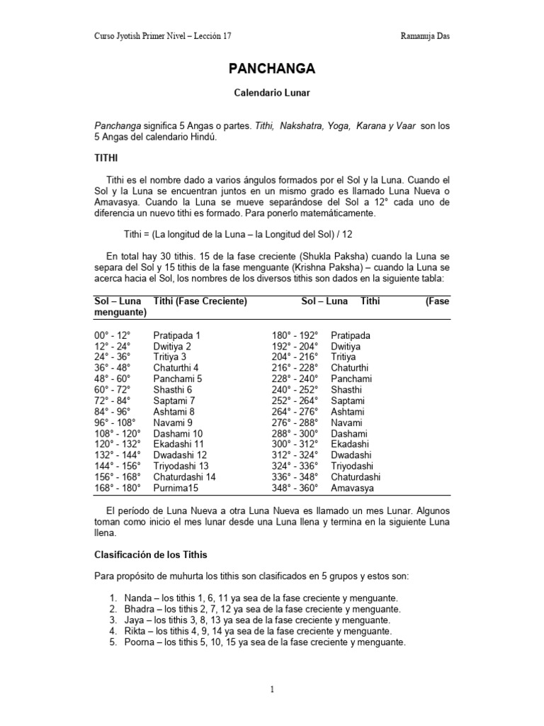 Tithis y Nakshatras | PDF