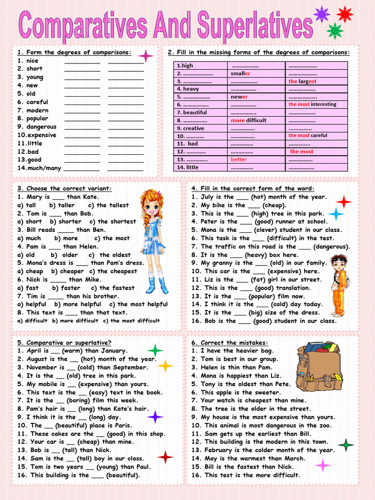 Degrees of Comparison Exercises | PDF