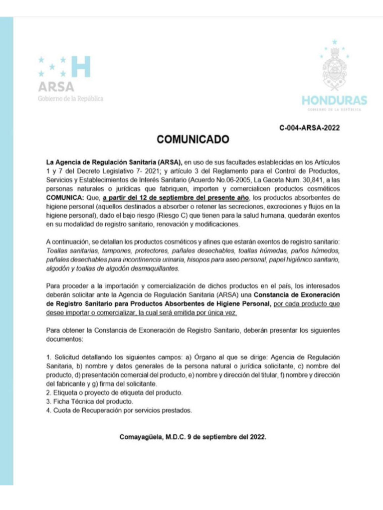 Comunicado C 004 2022 | PDF