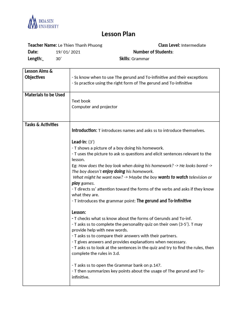 Lesson Plan Template | PDF | Learning | Linguistics