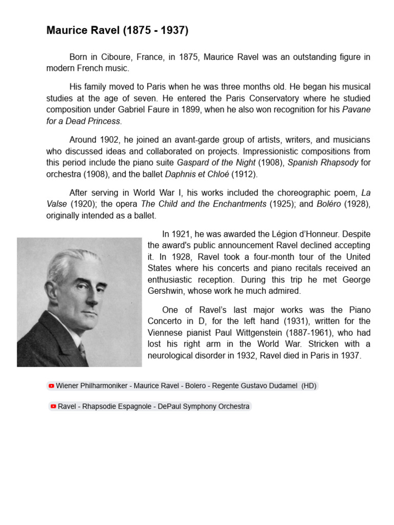 Maurice Ravel (1875 - 1937) | PDF