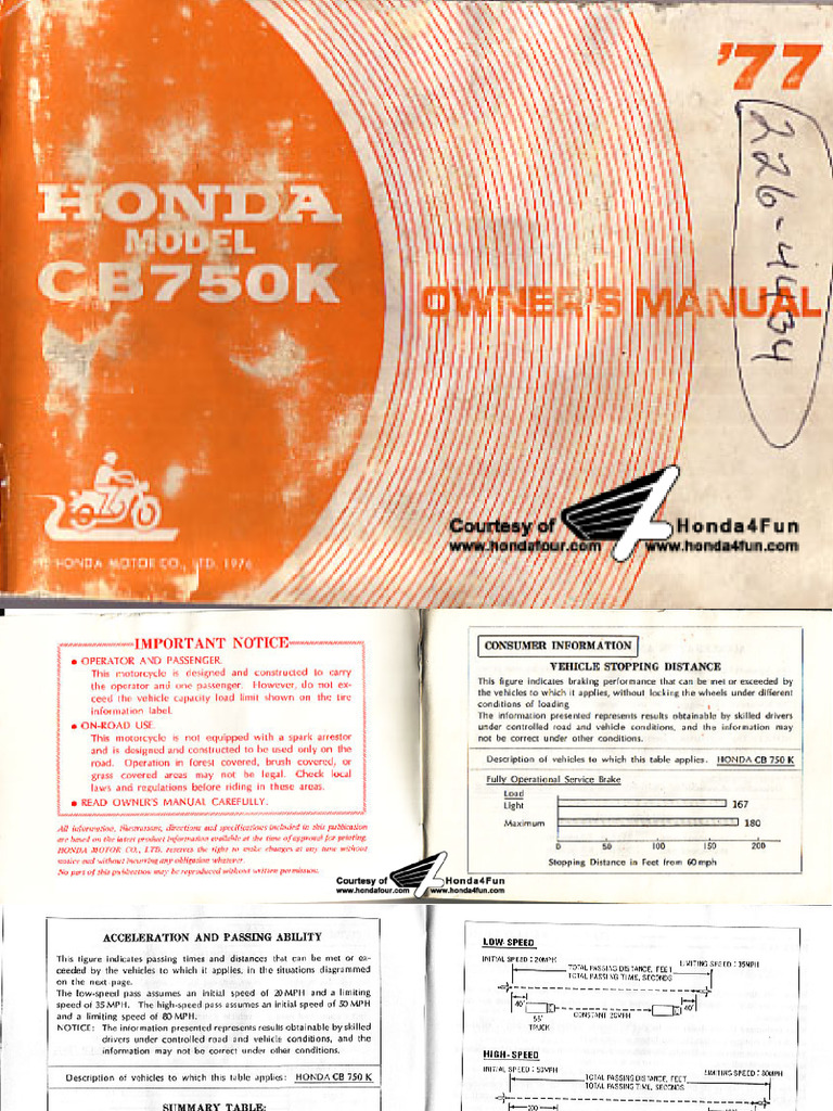 Manual Usuario cb750k 1977 en 200513 2212 | PDF