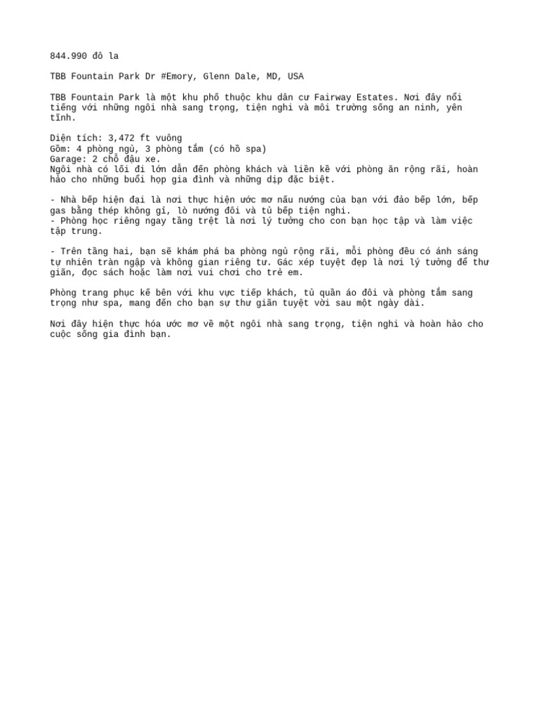 TBB Fountain Park DR #Emory, Glenn Dale, MD, USA | PDF