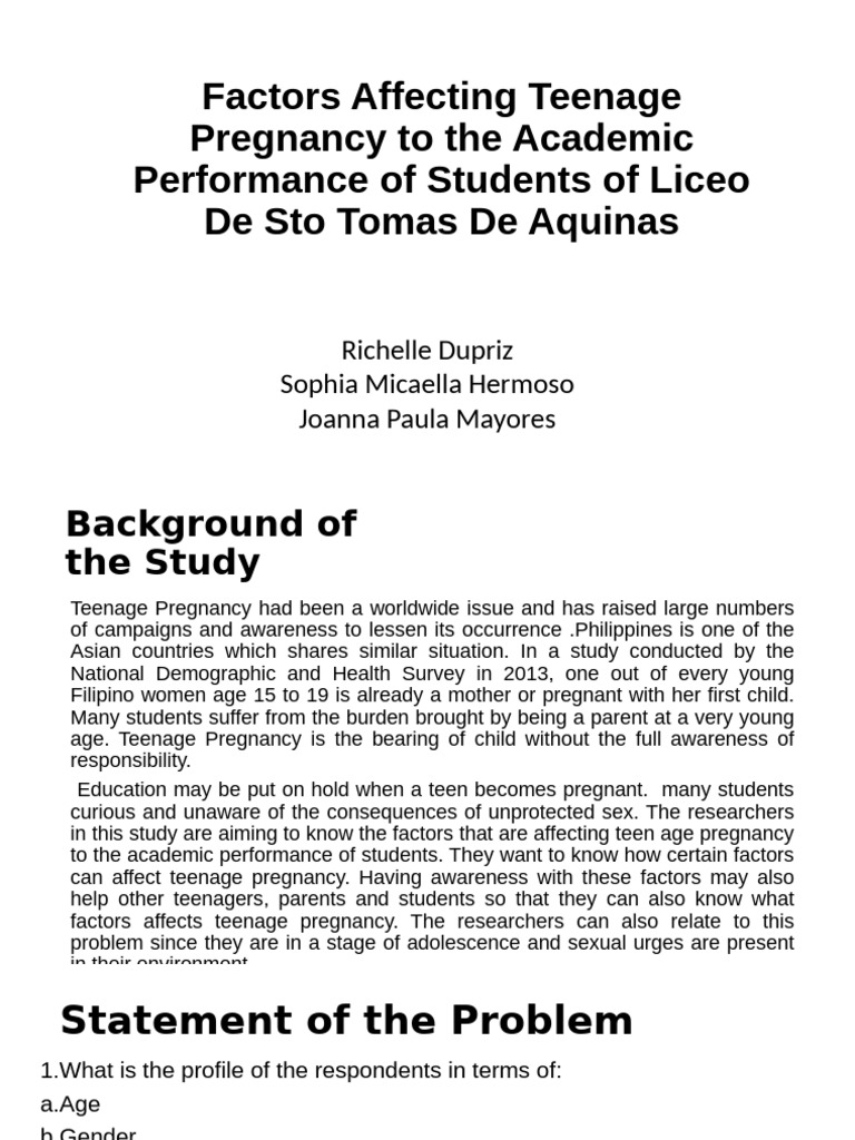 Mock Defense Presentation | PDF | Adolescence | Teenage Pregnancy