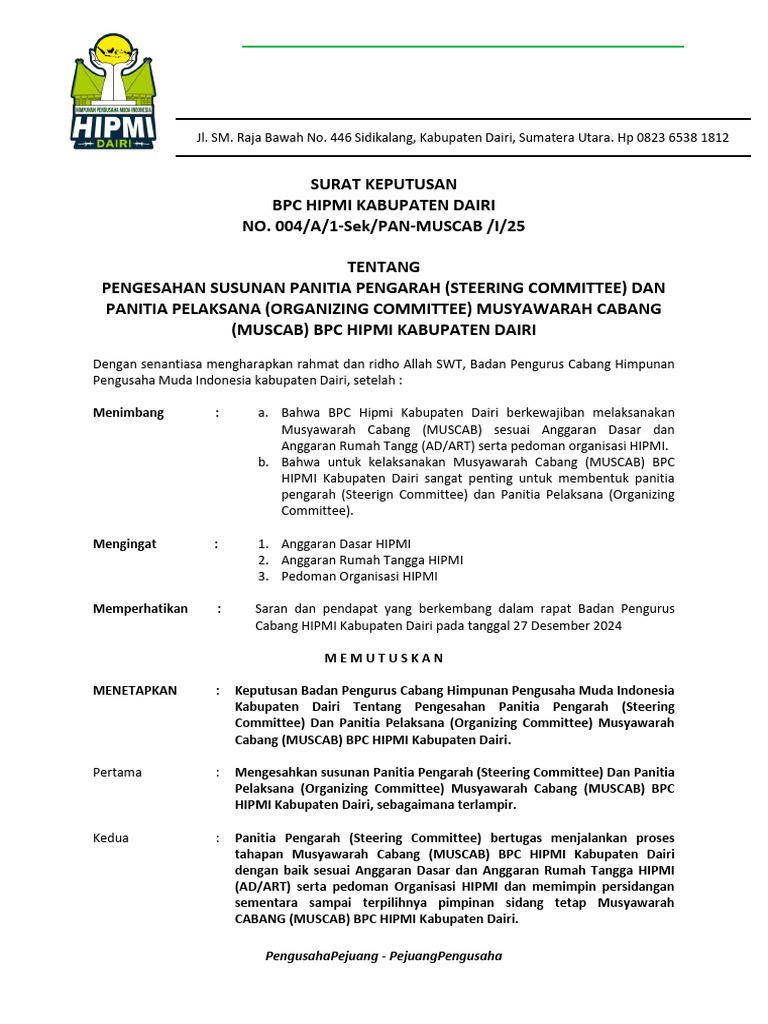 2 BPC HIPMI DAIRI - Surat Pemberitahuan BPD SUMUT - Copy | PDF