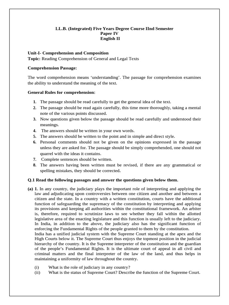 Judiciary and Speech Comprehension Insights | PDF | Reading ...